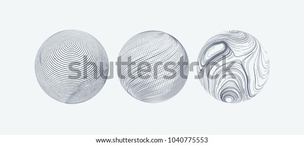 Set Spheres Engraved Texture Vector Illustration Stock Vector (Royalty ...