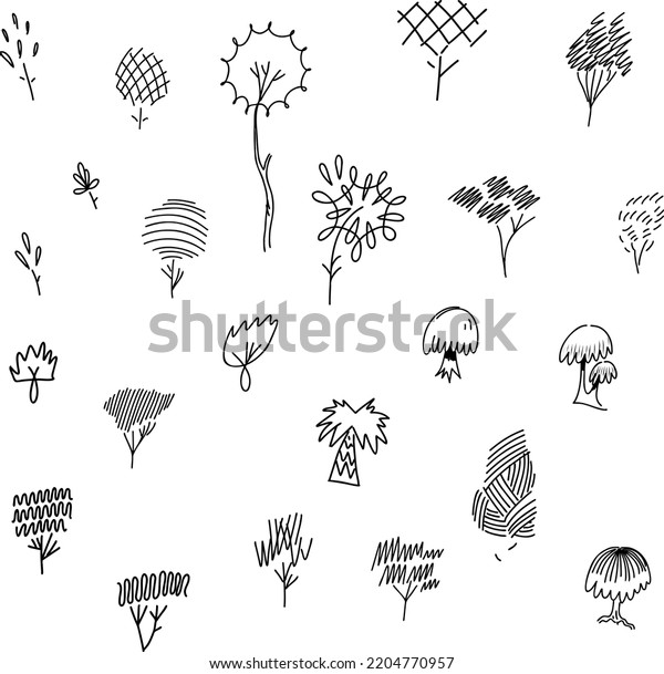 Set Stylized Trees Lines Stock Vector (Royalty Free) 2204770957 ...