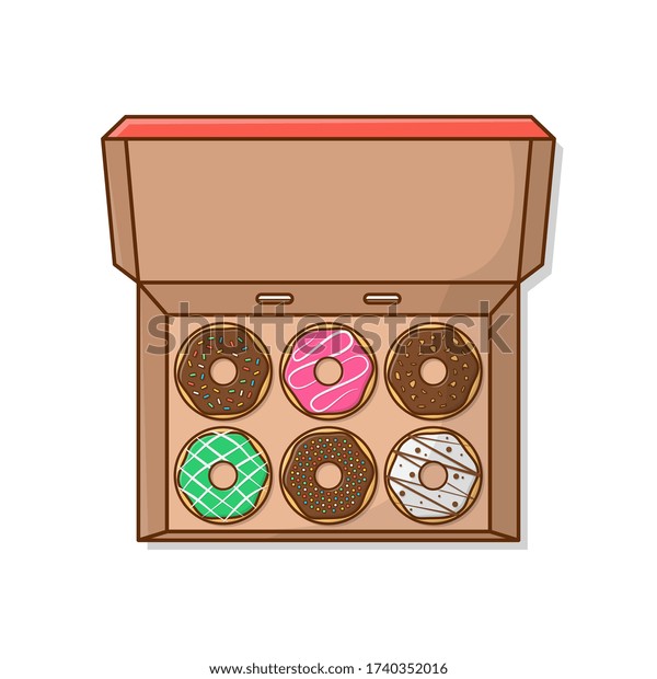 Set Tasty Donuts Box Vector Icon Stock Vector (Royalty Free) 1740352016 ...