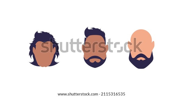 Set Three Faces Men Different Types Stock Vector (Royalty Free ...
