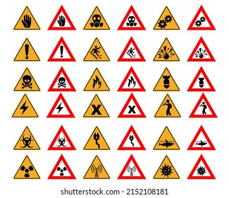 Set Triangular Shape Hazard Icons Signs Stock Vector (Royalty Free ...