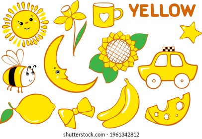Conjunto de objetos de color amarillo.: vector de stock (libre de ...