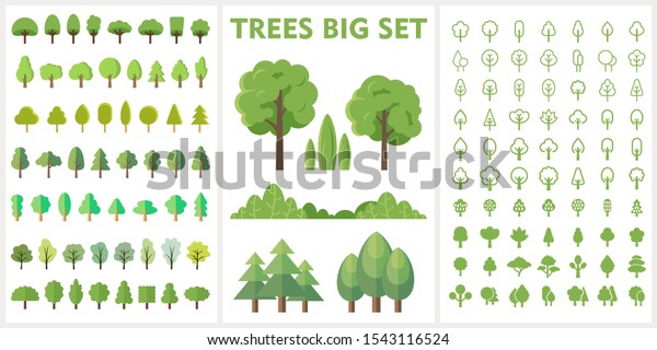 Set Vector Forest Park Trees Pictogram Stock Vector (Royalty Free ...
