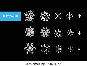 Set Vector Linear Snowflakes Different Shapes Stock Vector (Royalty ...