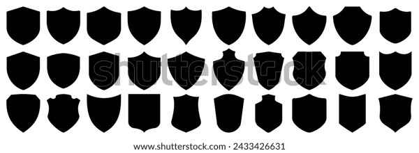 Set Vector Shields Collection Security Shield Stock Vector (Royalty ...