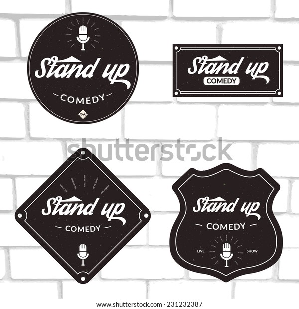 Set Vector Stand Comedy Logos Badges Stock Vector (Royalty Free ...