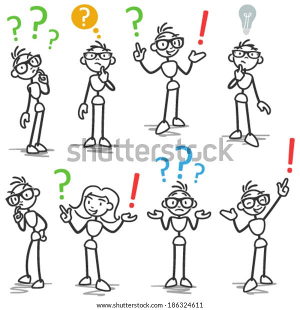 Set Vector Stick Figures Stickman Question Stock Vector (Royalty Free ...