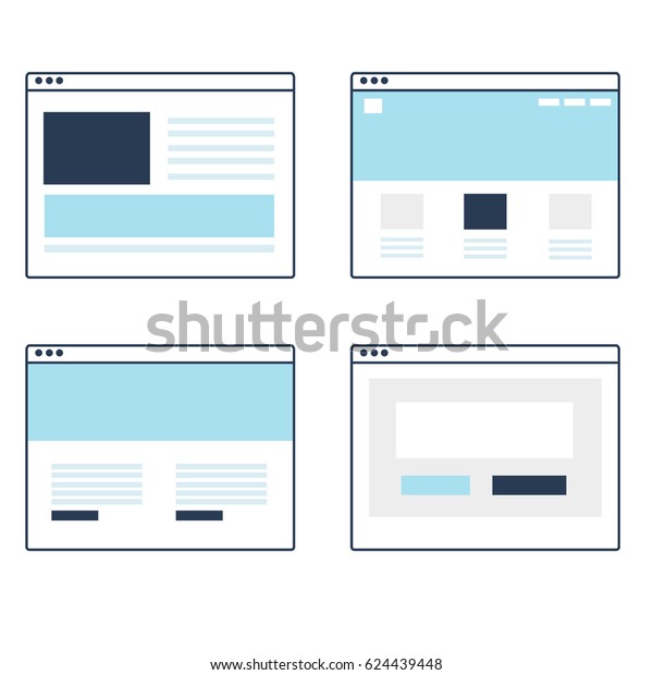 Set Vector Website Template Line Design Stock Vector (Royalty Free ...