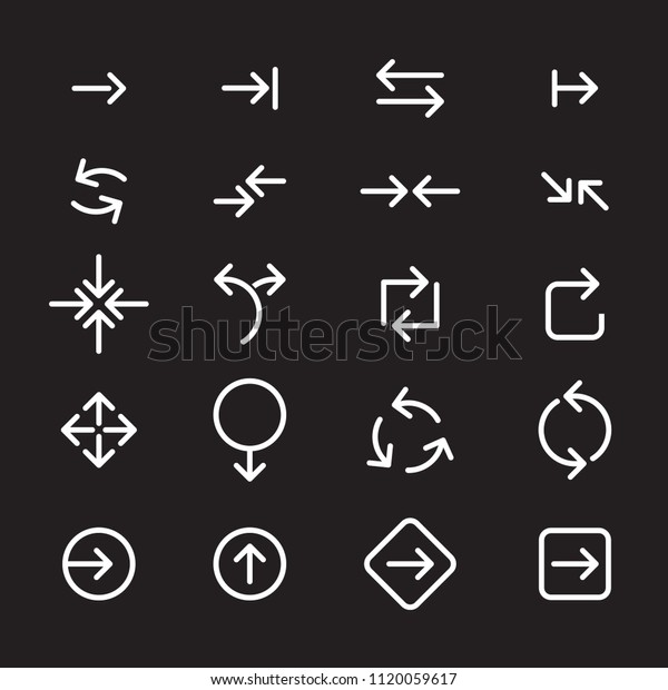 Set White Vector Arrows On Black Stock Vector (Royalty Free) 1120059617 ...