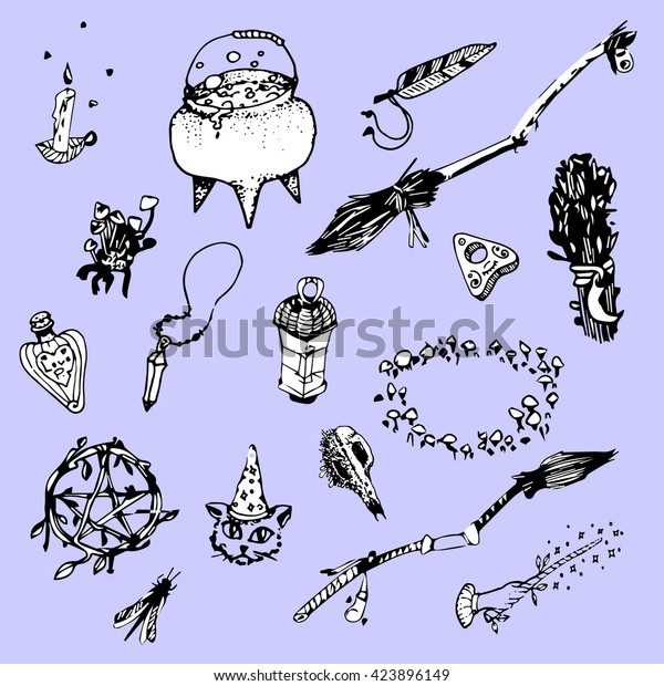 Seventeen Things Vector Objects Belonging Witch: vector de stock (libre ...