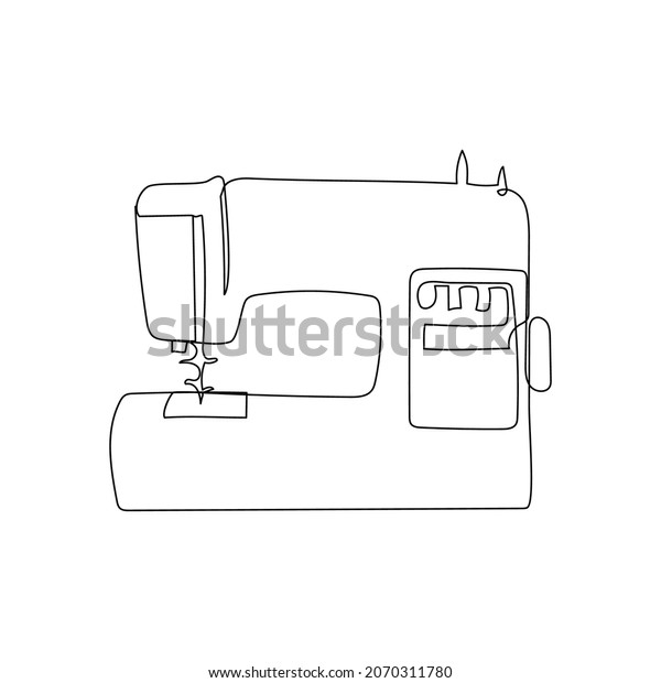 Sewing Overlock Machine Continuous Line Drawing Stock Vector (Royalty ...