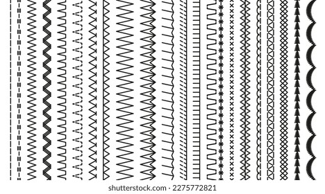 Seamless Sewing Stitches Collection Set Machine Stock Vector (Royalty ...