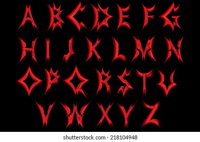 Sharp Red Letters On Black Background Stock Vector (Royalty Free ...
