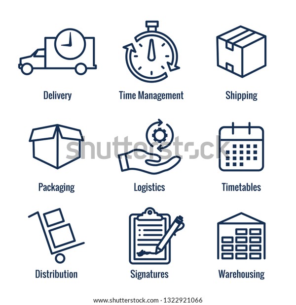 Shipping Receiving Icon Set Boxes Warehouse Stock Vector (Royalty Free ...