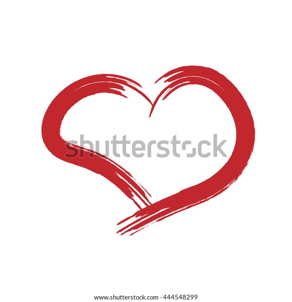 Silhouette Red Heart Drawn By Hand Stock Vector (Royalty Free ...