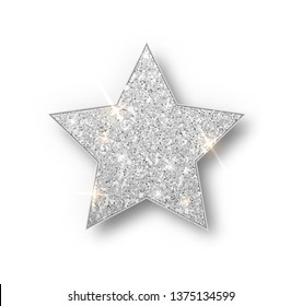 Silver Glitter Star Vector Isolated Silver Stock Vector (Royalty Free ...