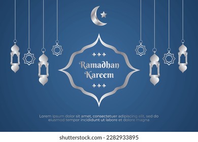 Silver Islamic Element Simple Ramadan Background Stock Vector (Royalty ...