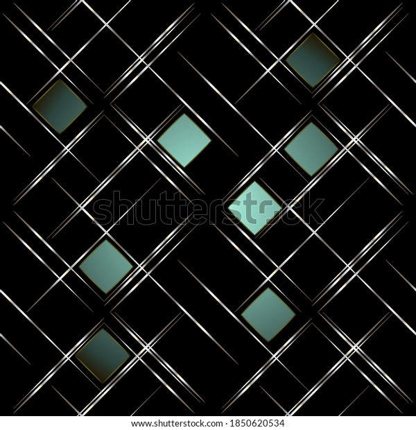 Silver Seamless Geometric Pattern On Black Stock Vector (Royalty Free ...
