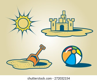 Simple Beach Vector Set Stock Vector (Royalty Free) 272032154 ...