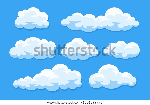 Simple Cartoon Clouds Vector Collection Isolated Stock Vector (Royalty ...