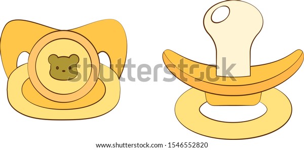 Simple Cute Pacifier Bear Illustration Stock Vector (Royalty Free ...