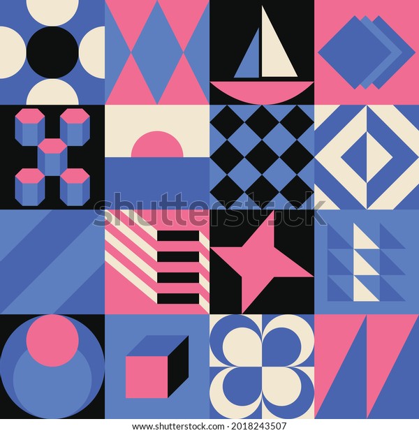 Simple Funky Colorful Geometric Pattern Design Stock Vector (Royalty ...