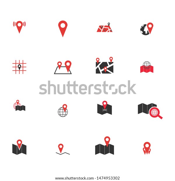 Simple Map Vector Illustration Icon Set Stock Vector (Royalty Free ...