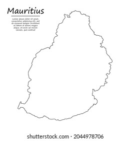 Mauritius Map Black Contour Curves Illustration Stock Illustration ...