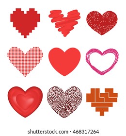 Different Types Heart Beautiful Wire Line Stock Vector (Royalty Free ...