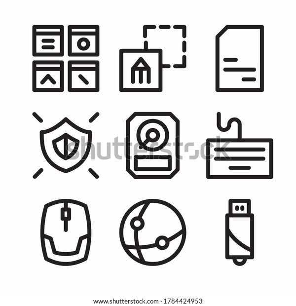 Simple Set Computer Function Vector Line Stock Vector (Royalty Free ...