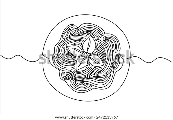 Single Continuous Line Drawing Delicious Spaghetti Stock Vector ...