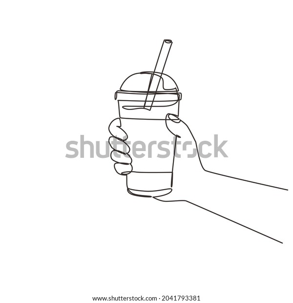 Single Continuous Line Drawing Hand Holding Stock Vector (Royalty Free ...