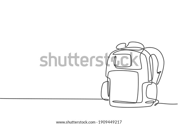 Single One Line Drawing Backpack Kindergarten Stock Vector (Royalty ...