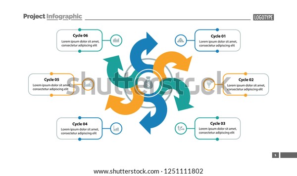 Six Arrows Process Chart Slide Template Stock Vector (Royalty Free ...