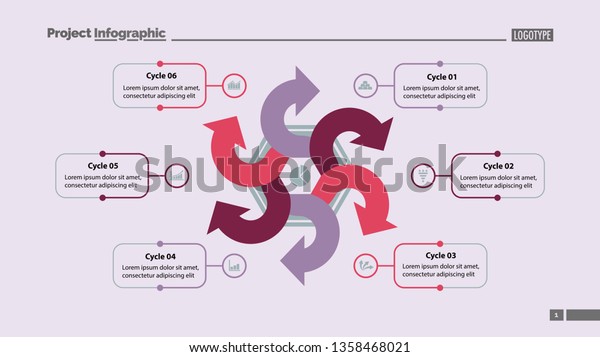 Six Arrows Process Chart Slide Template Stock Vector (Royalty Free ...