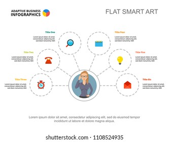 Six Elements Flowchart Template Presentation Business Stock Vector ...