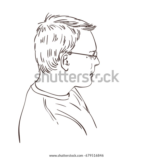 Sketch Thinking Man Side View Hand Stock Vector (Royalty Free ...