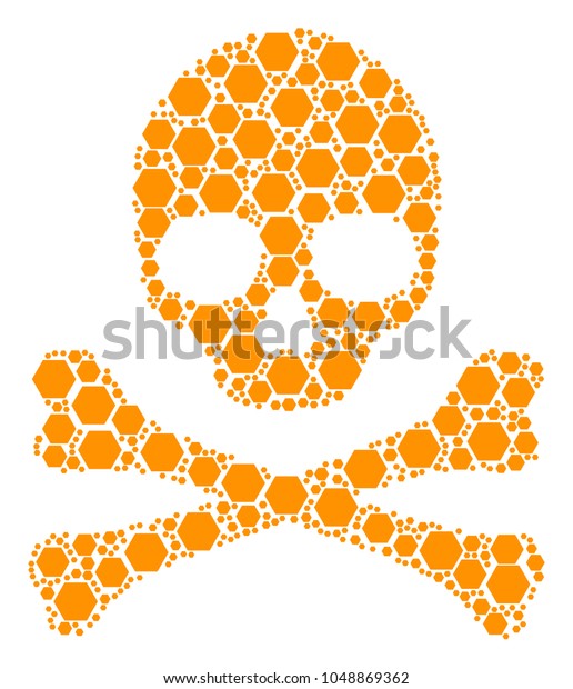 Skull Composition Organized Filled Hexagon Pictograms Stock Vector ...