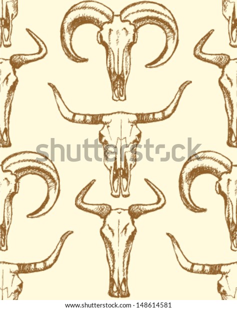 Skulls Vector Seamless Pattern Stock Vector (Royalty Free) 148614581 ...