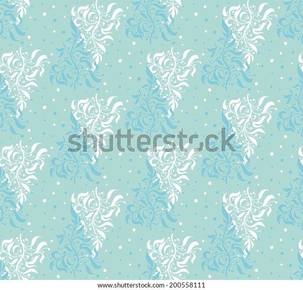 Sky Blue Floral Pattern Vector Illustration: เวกเตอร์สต็อก (ปลอดค่า ...