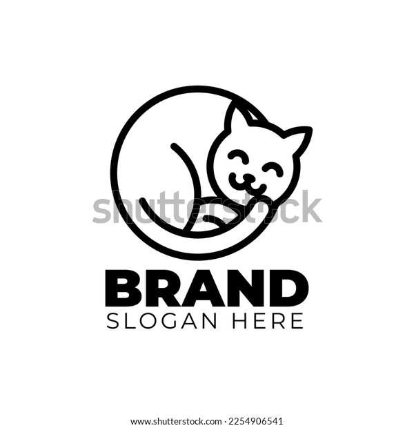 Sleeping Cat Logo Design Vector Stock Vector (Royalty Free) 2254906541 ...