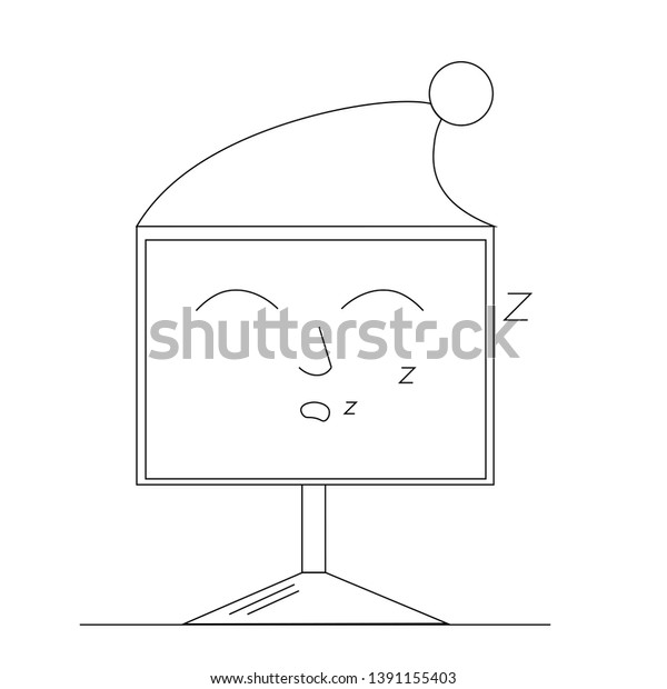 Sleeping Computer Sleep Mode Vector Illustration Stock Vector (Royalty ...