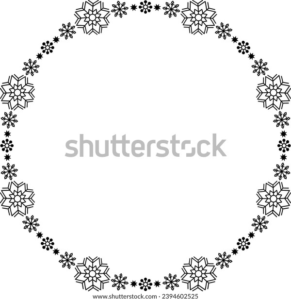 Snowflake Circle Frame Winter Snowflake Round Stock Vector (Royalty ...
