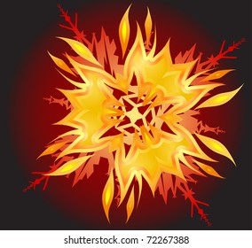 Realistic Burning Black Fire Flame Sun Stock Vector (Royalty Free ...