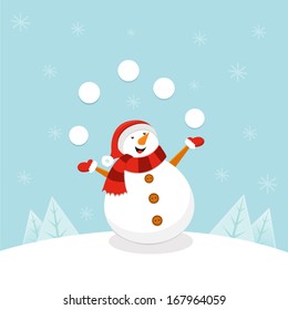 Snowman Juggling Snowballs Stock Vector (Royalty Free) 167964059 ...