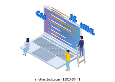 Software Development Isometric Programmer Work Big Stock Vector (Royalty Free) 1102760441 ...