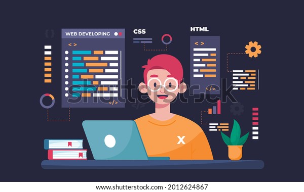 Software Engineer Concept Web Design Development Stock Vector (Royalty ...