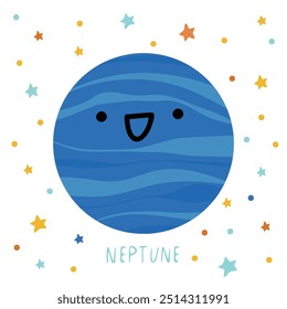 Solar System Planets Kids Neptune Cartoon Stock Vector (Royalty Free ...