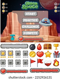 Space Game Background Template Elements Illustration Stock Vector ...