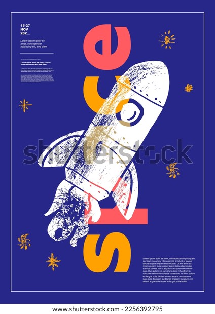 Space Rocket Poster Design Vector Illustrations Stock Vector (Royalty ...